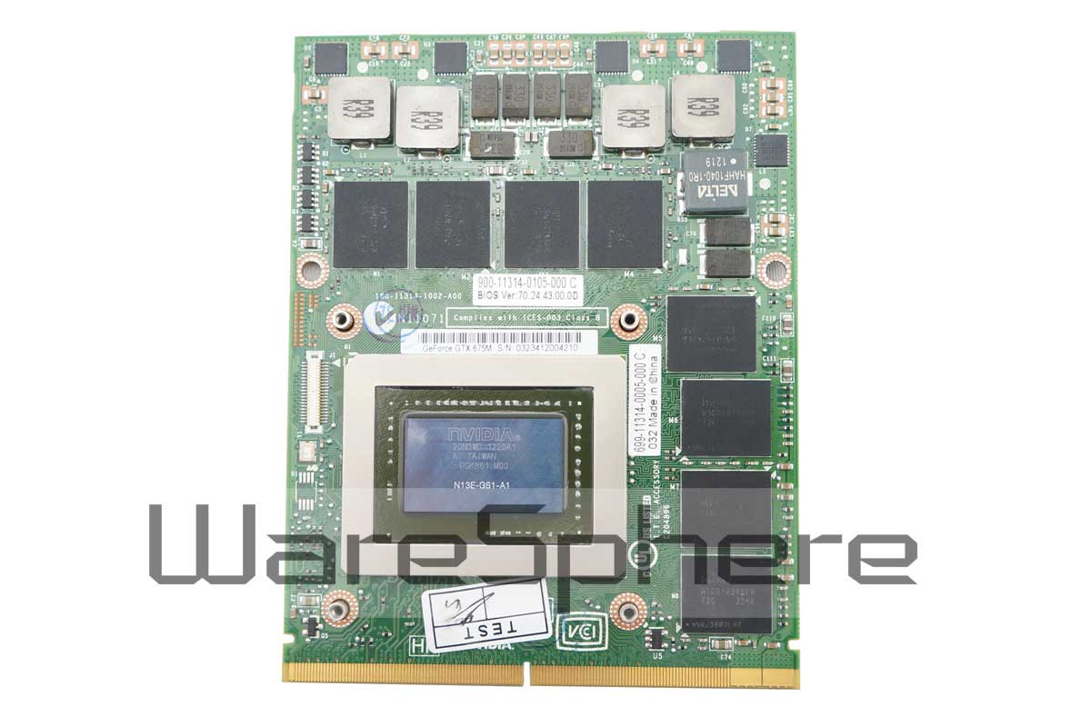 NVIDIA GeForce GTX 675M 2GB Graphics Card for Dell Alienware M17X M18X ...