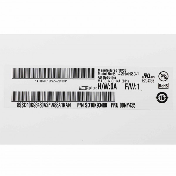 00NY435 SD10K93480 B140HAN03.1 14" FHD LCD Screen For Lenovo ThinkPad ...