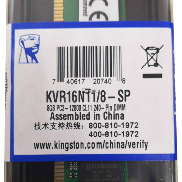 99U5471-054.A00LF Kingston KVR16N11/8 1600MHz 8GB DDR3 PC3-12800 240PIN ...