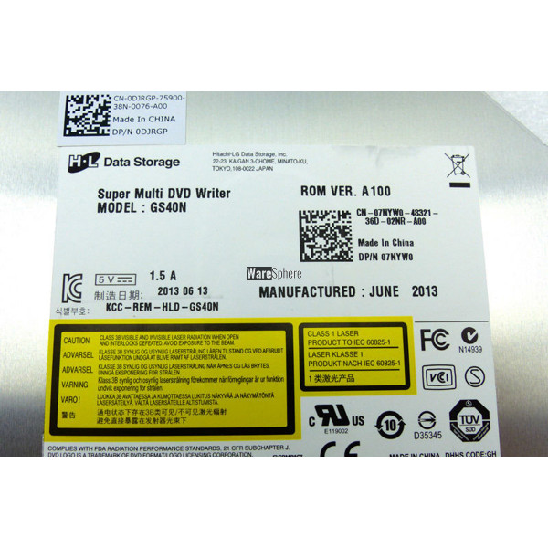 Dell Precision M6700 M6800 Slot Load CD/DVD±RW Multi Burner Drive GS40N ...